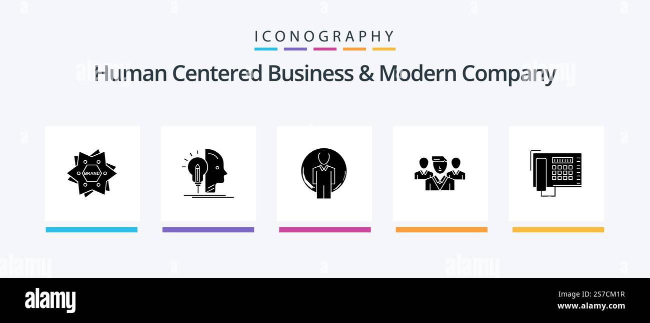 Human Centered Business And Modern Company Glyph 5 Icon Pack Including ...