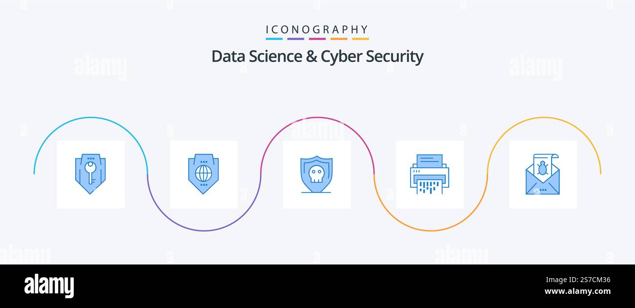 Data Science And Cyber Security Blue 5 Icon Pack Including document ...