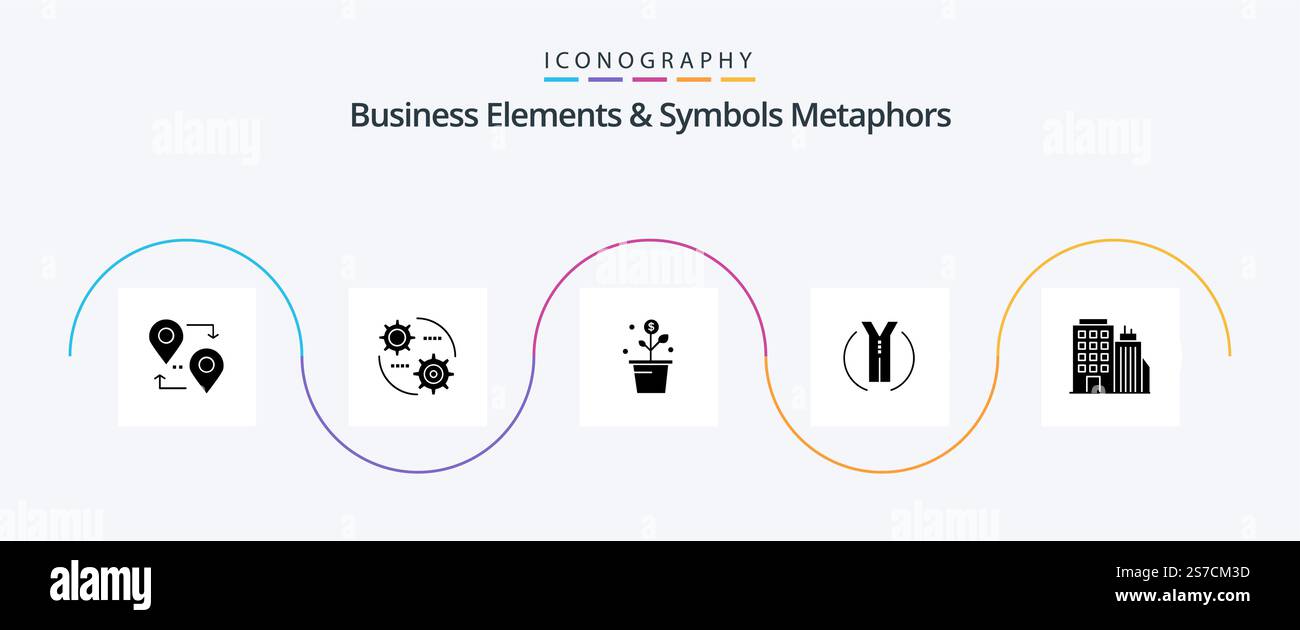 Business Elements And Symbols Metaphors Glyph 5 Icon Pack Including ...