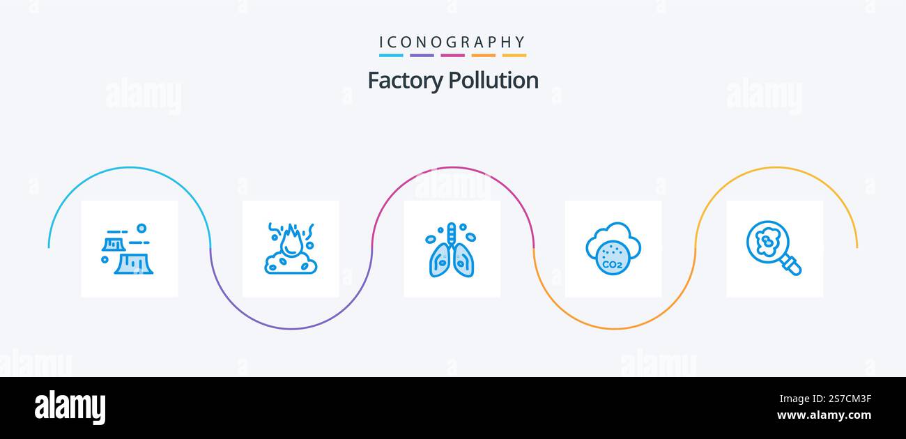 Factory Pollution Blue 5 Icon Pack Including co pollution. air. pollution. organ. heart Stock ...