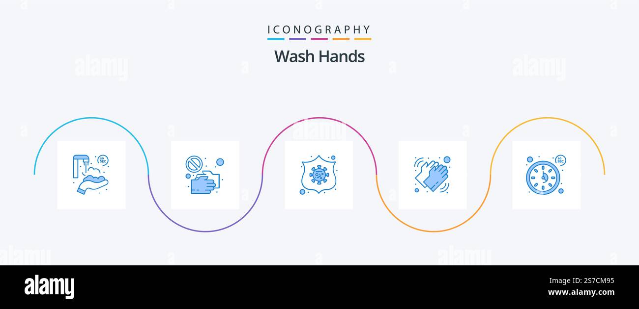 Wash Hands Blue 5 Icon Pack Including dry. medical. shake hand. hands ...
