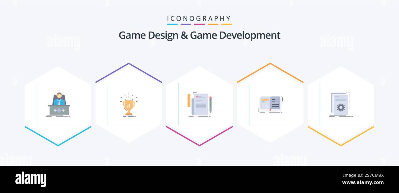 Game Design And Game Development 25 Flat icon pack including open ...
