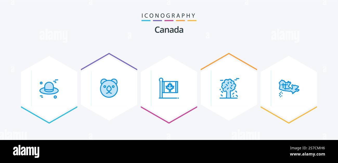 Canada 25 Blue icon pack including map. scandinavia. canada. pine trees ...