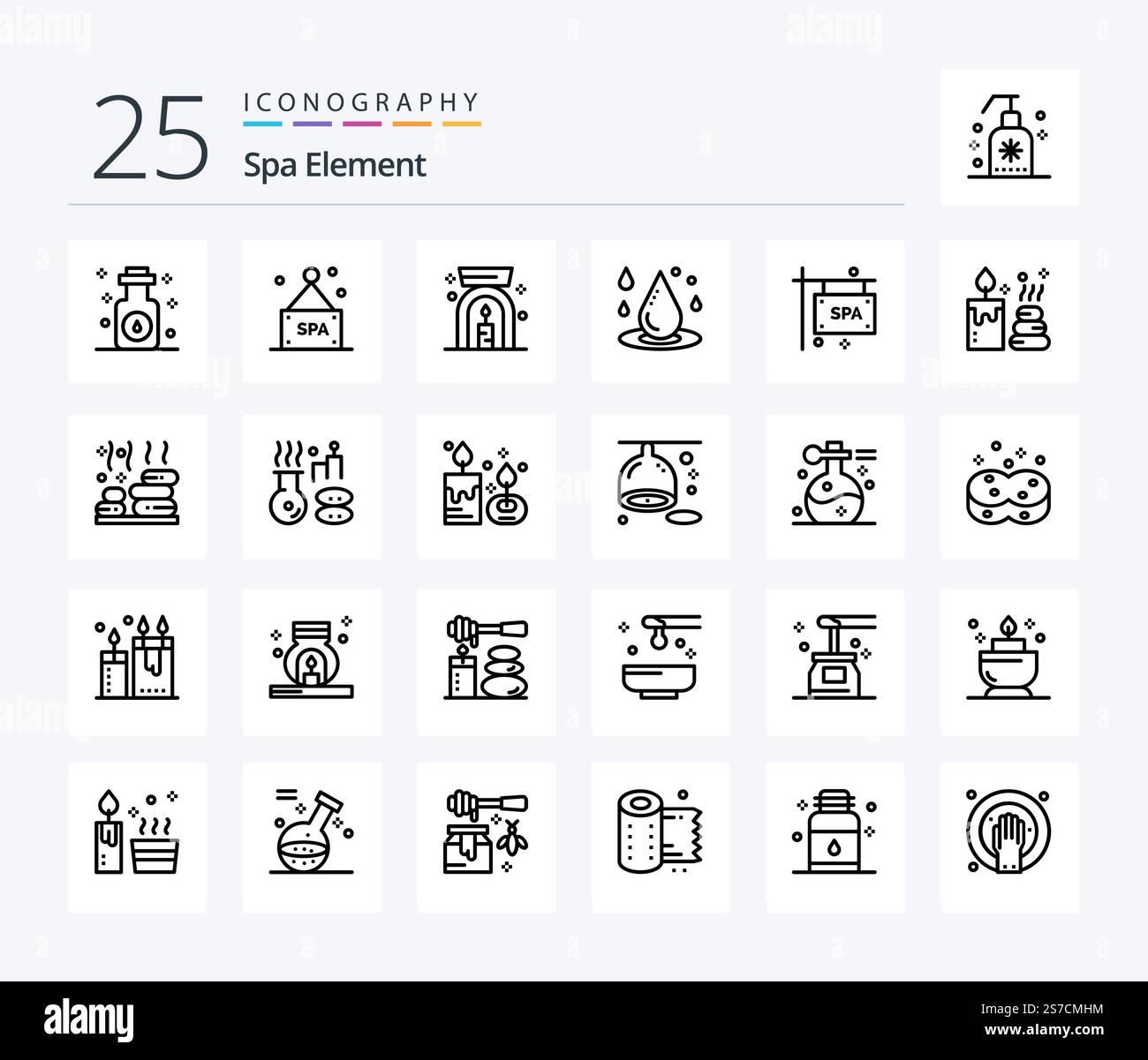 Spa Element 25 Line icon pack including spa. board. lamp. water. liquid Stock Vector Image & Art ...