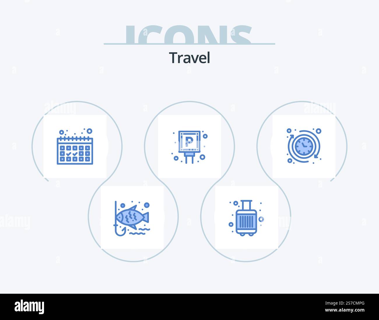 Travel Blue Icon Pack 5 Icon Design. hours. around. calendar. sign. lot ...