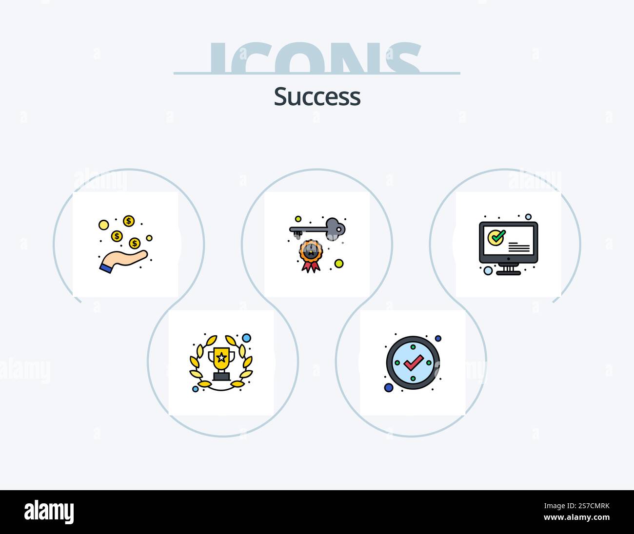 Sucess Line Filled Icon Pack 5 Icon Design. winner. reward. awards ...