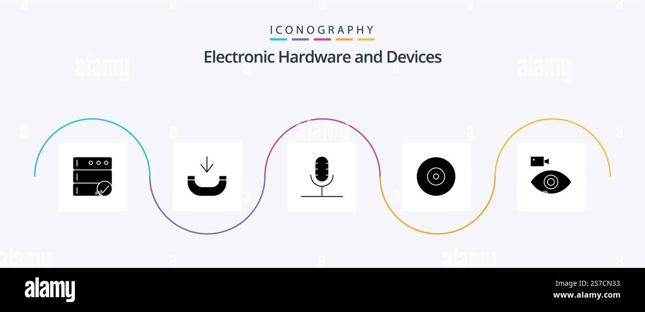 Devices Glyph 5 Icon Pack Including device. camcorder. mic. cam. disc Stock Vector Image & Art ...