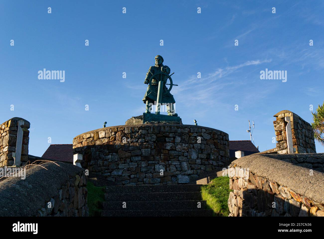 Moelfre Isle of Anglesey North Wales UK Bronze statue of Dic Evans ...