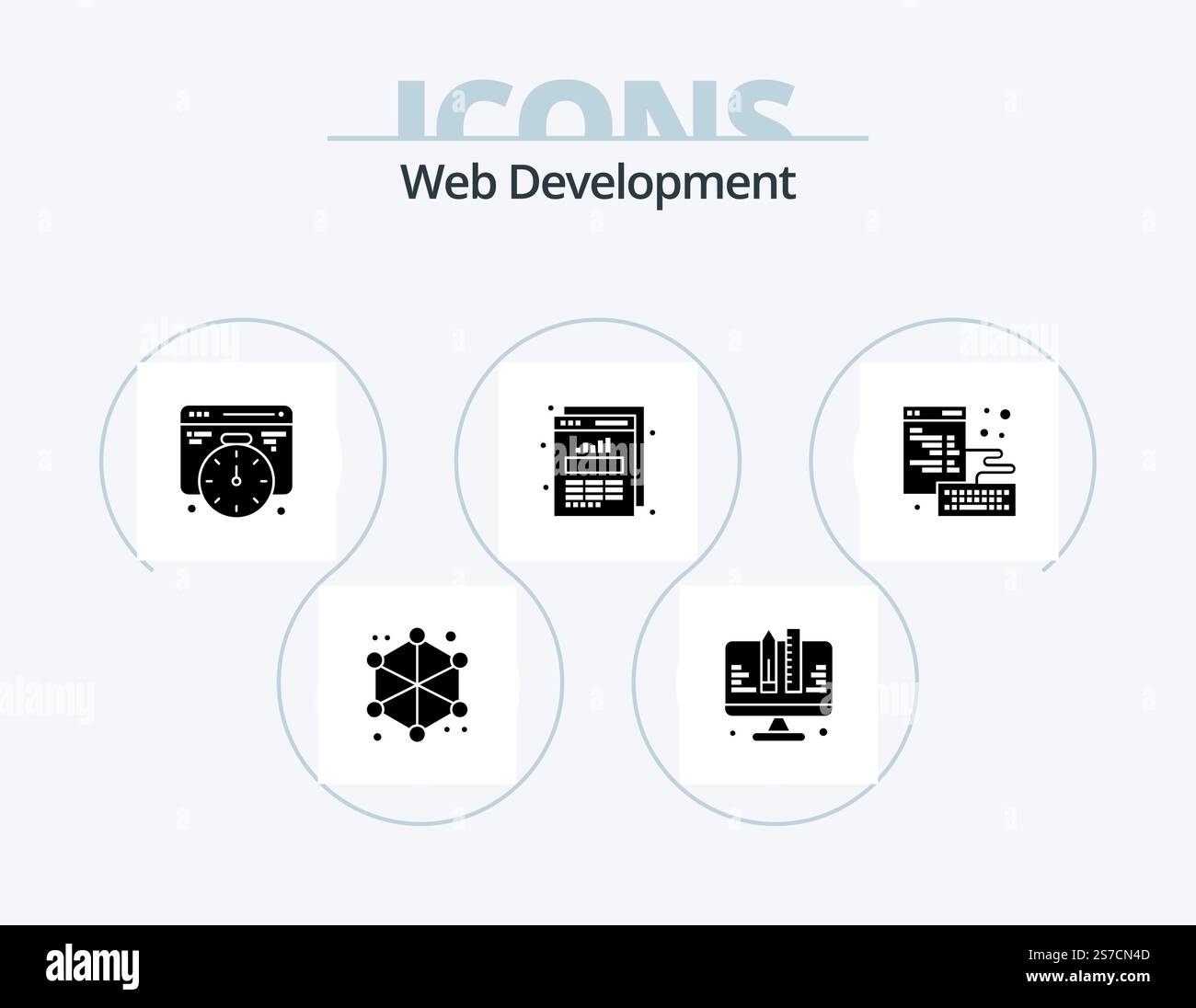Web Development Glyph Icon Pack 5 Icon Design. development. browser ...