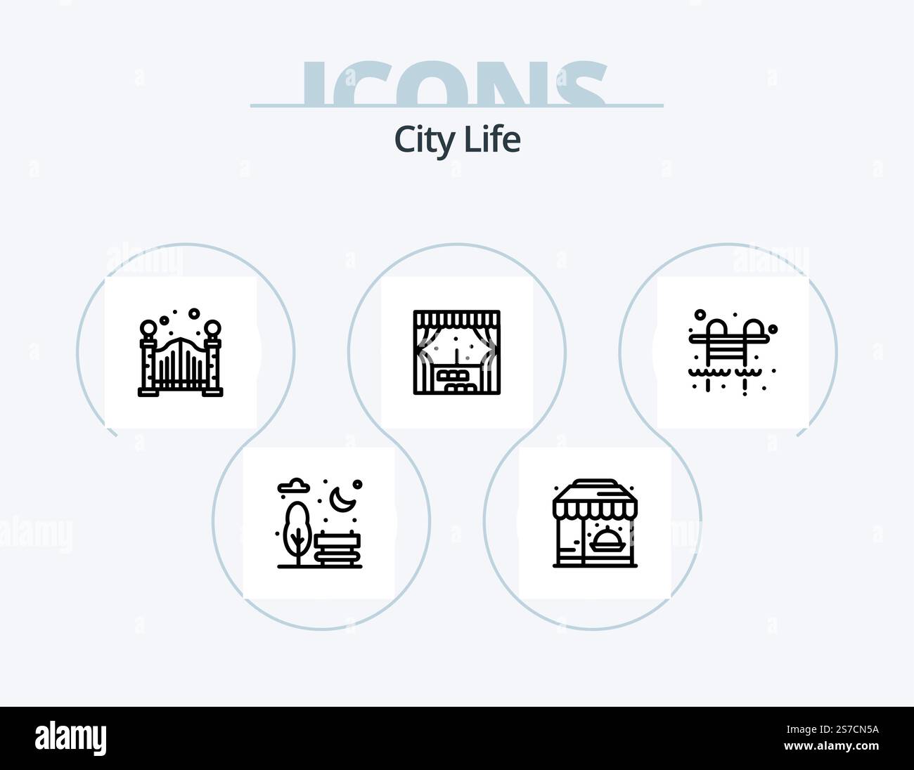 City Life Line Icon Pack 5 Icon Design. stop. life. city. city. life ...