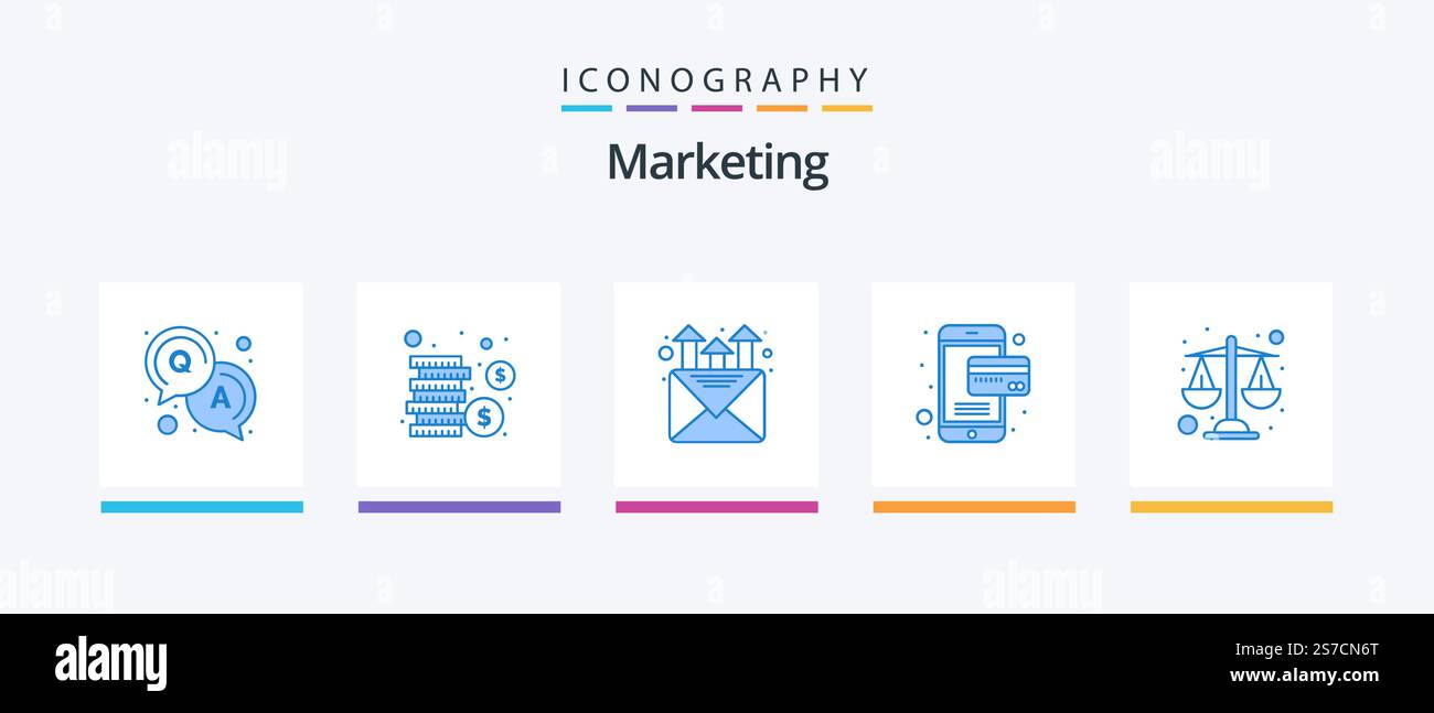 Marketing Blue 5 Icon Pack Including . promotion. scales. balance ...
