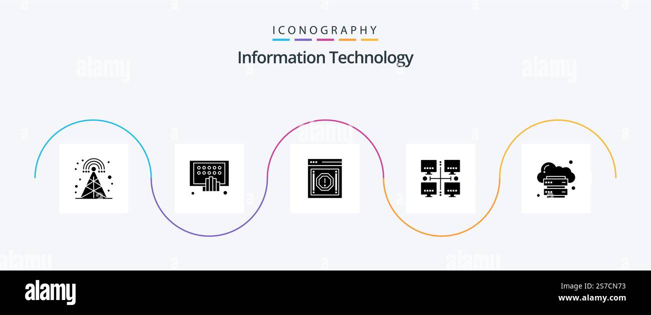 Information Technology Glyph 5 Icon Pack Including network. lan. tablet ...