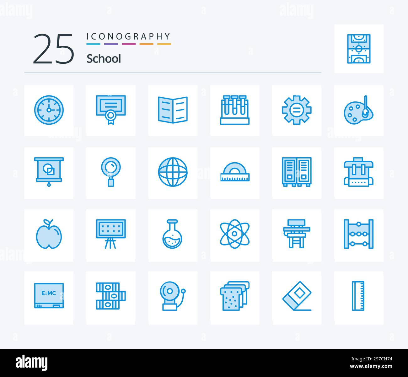 School 25 Blue Color icon pack including setting. world. book ...