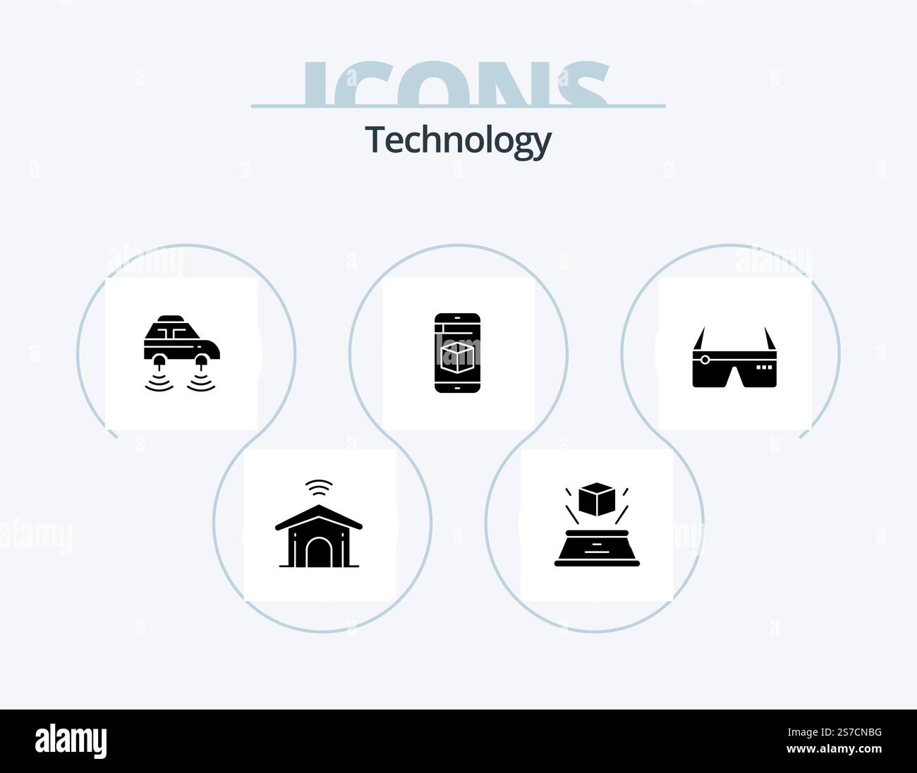 Technology Glyph Icon Pack 5 Icon Design. technology. cell. presentation. mobile. smart Stock ...