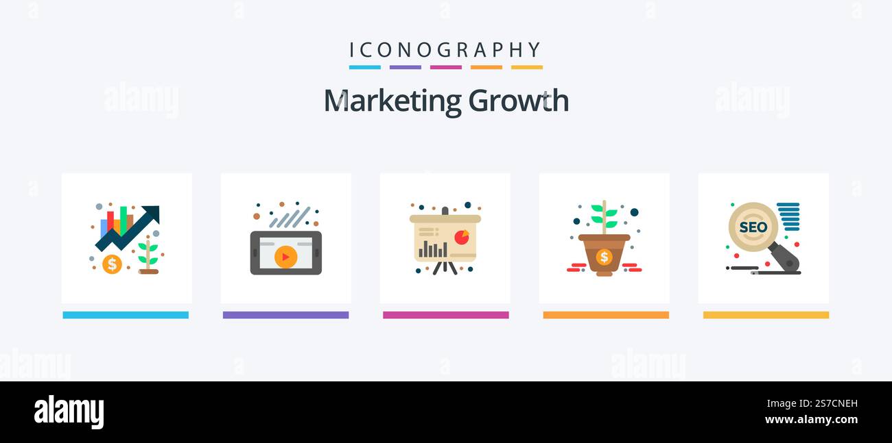 Marketing Growth Flat 5 Icon Pack Including search engine. marketing ...