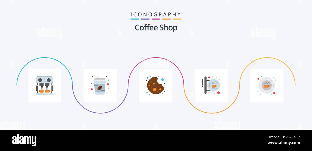 Coffee Shop Flat 5 Icon Pack Including cafe. signal. bite. shop. coffee ...