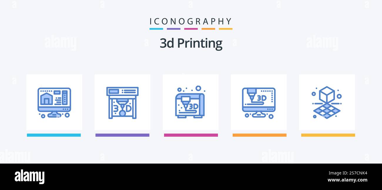 3d Printing Blue 5 Icon Pack Including Printing. modeling. cube. computer. Creative Icons Design ...