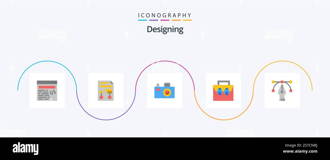 Designing Flat 5 Icon Pack Including graphic. toolkit. camera. material ...