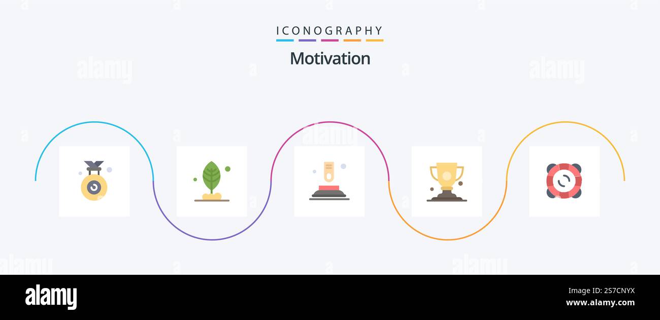 Motivation Flat 5 Icon Pack Including support. protection. button ...