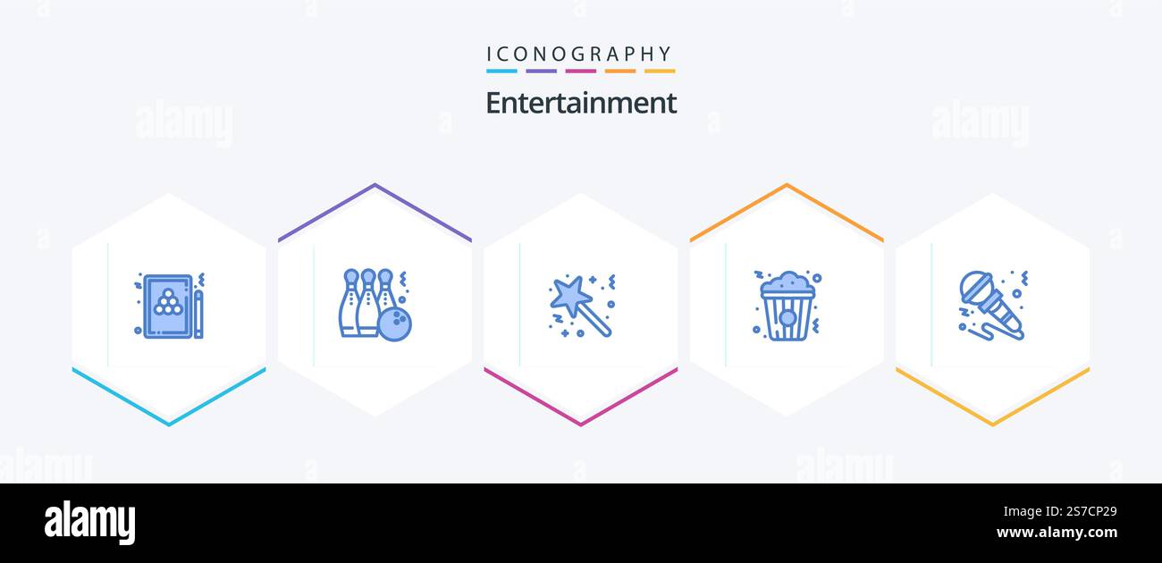 Entertainment 25 Blue icon pack including snack. popcorn. sport. award ...