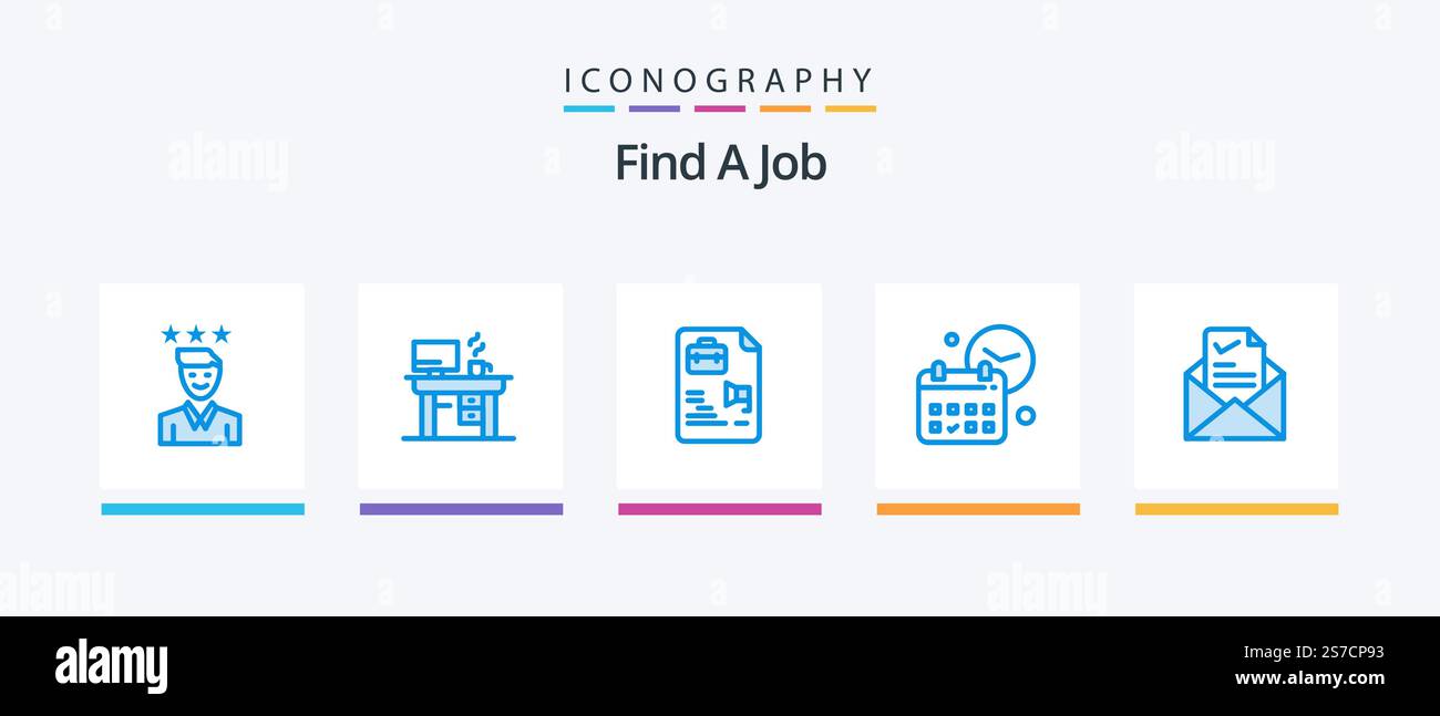 Find A Job Blue 5 Icon Pack Including job. day. working. date. bag ...
