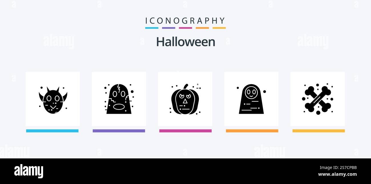 Halloween Glyph 5 Icon Pack Including cross bone. scary. face ...