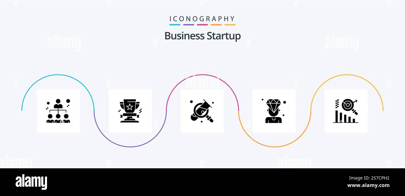 Business Startup Glyph 5 Icon Pack Including business . search. win . magnifying . business ...