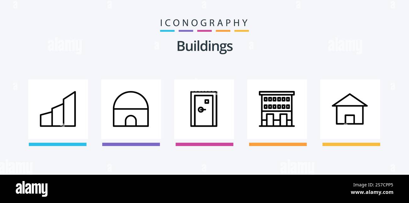 Buildings Line 5 Icon Pack Including shop front. buildings. home ...