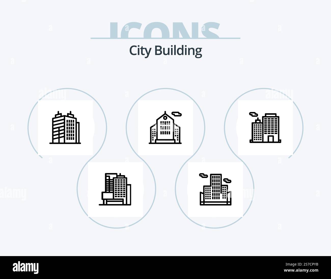 City Building Line Icon Pack 5 Icon Design. office. estate. business ...