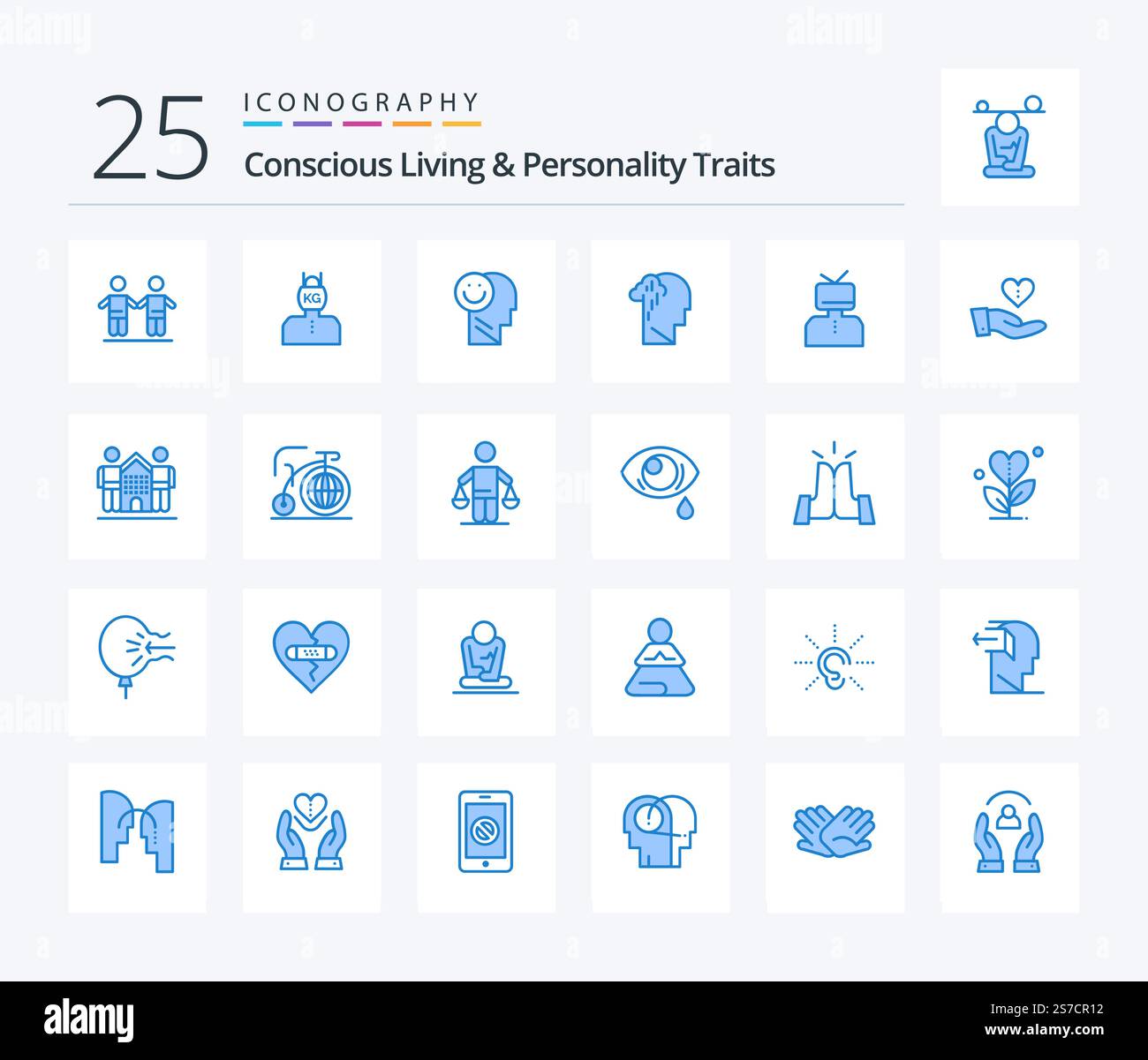 Concious Living And Personality Traits 25 Blue Color icon pack ...