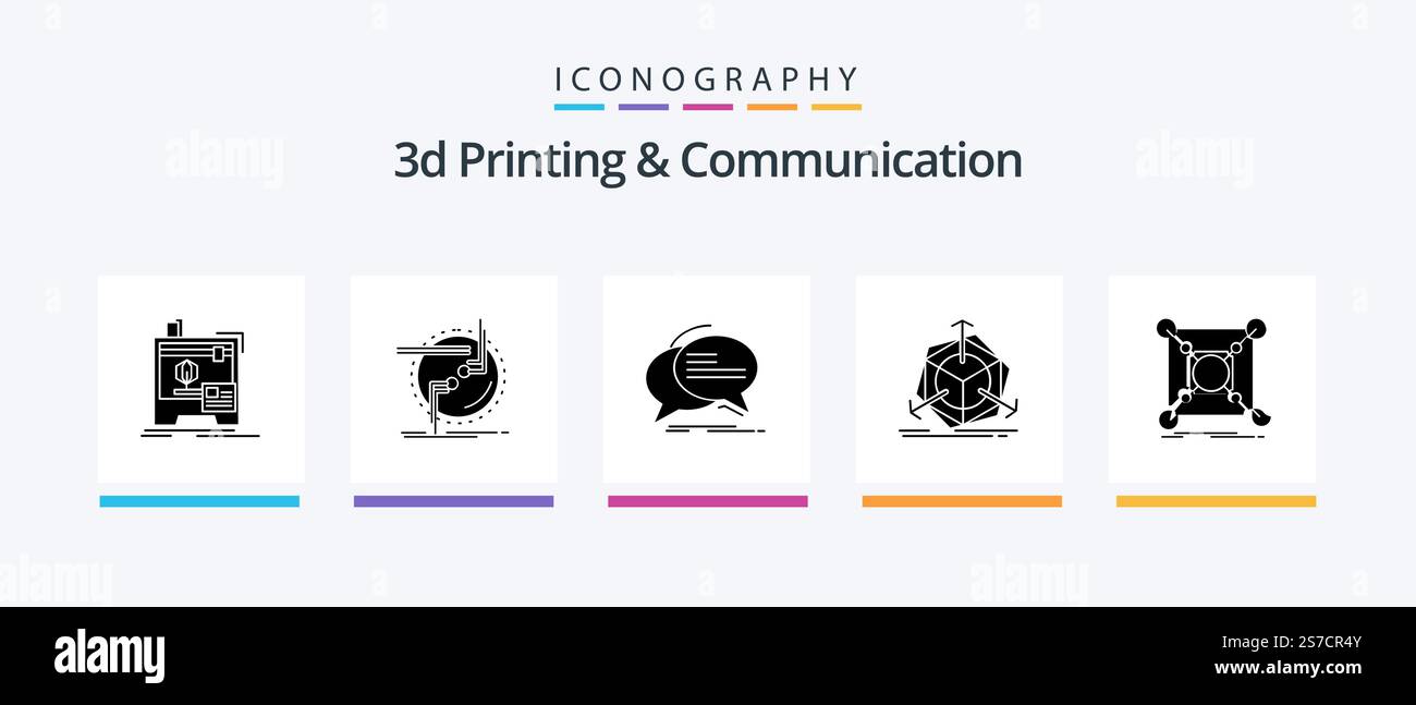 3d Printing And Communication Glyph 5 Icon Pack Including correction ...
