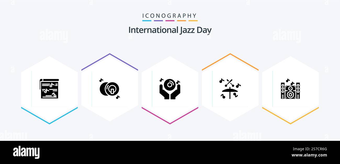 International Jazz Day 25 Glyph icon pack including . music . dvd ...