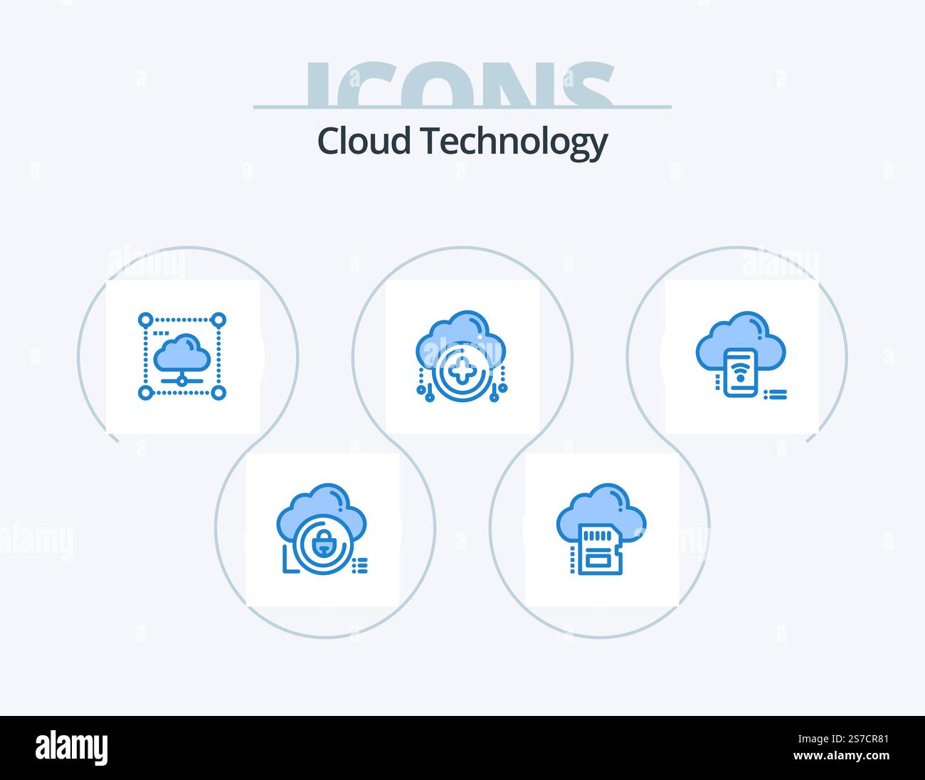 Cloud Technology Blue Icon Pack 5 Icon Design. new. cloud. cloud ...