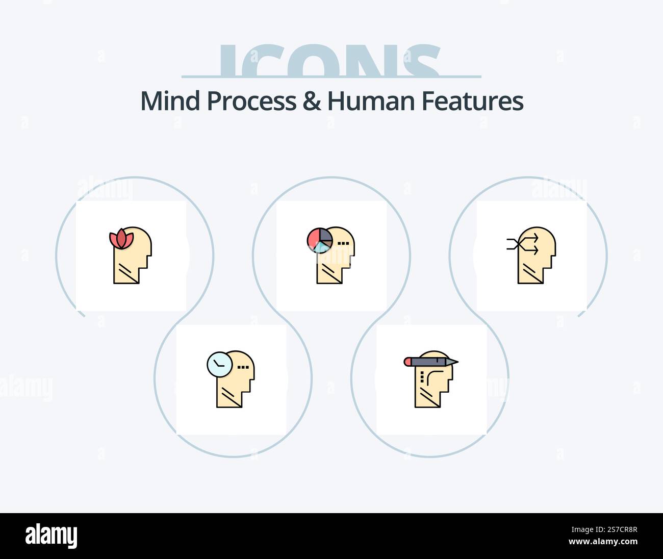 Mind Process And Human Features Line Filled Icon Pack 5 Icon Design. thinking. head. theory ...