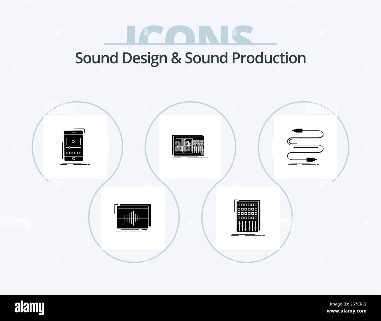 Sound Design And Sound Production Glyph Icon Pack 5 Icon Design. equalization. control. mixer ...