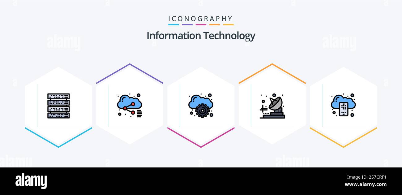 Information Technology 25 FilledLine icon pack including server. cloud ...