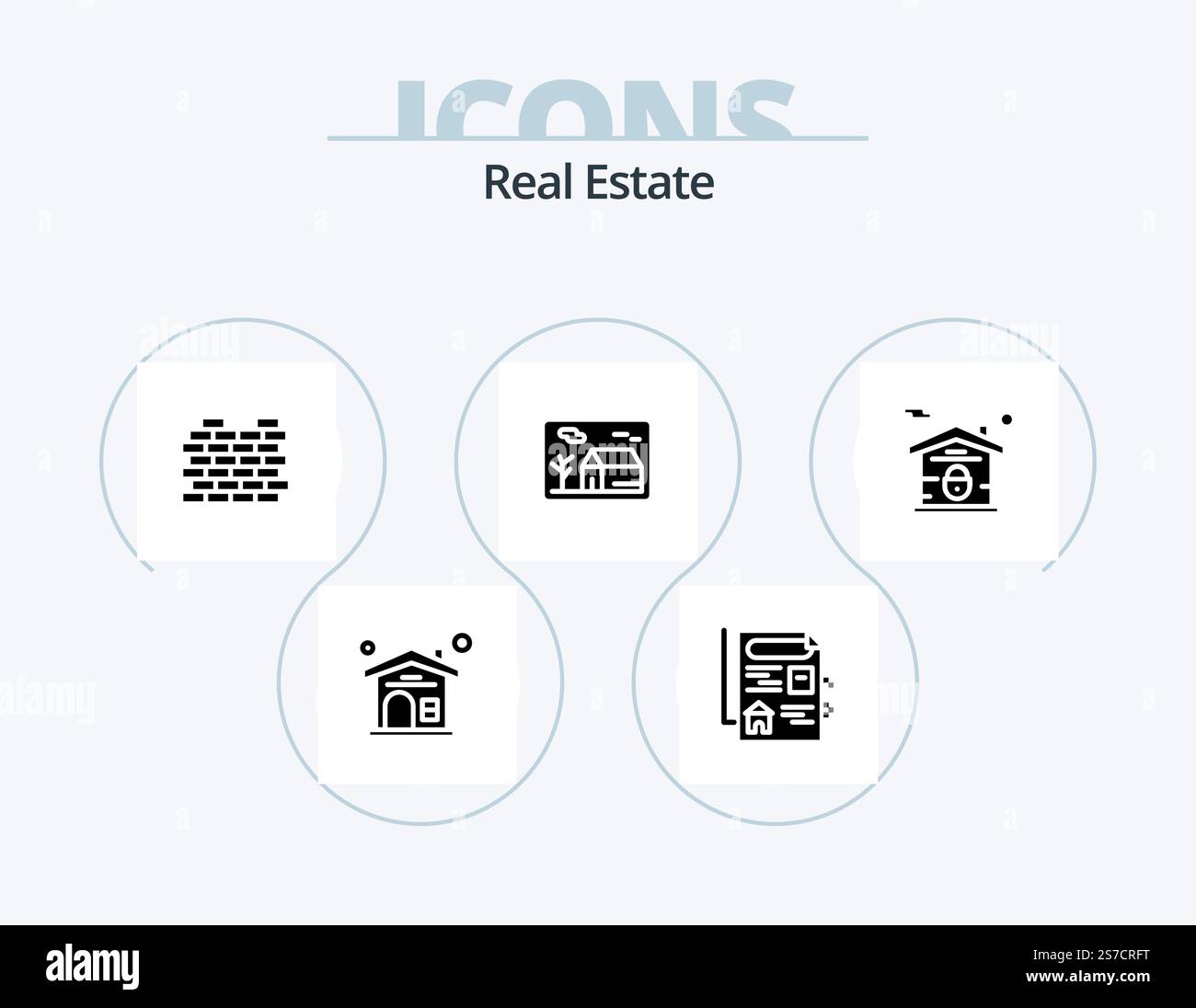 Real Estate Glyph Icon Pack 5 Icon Design. real . house . estate ...