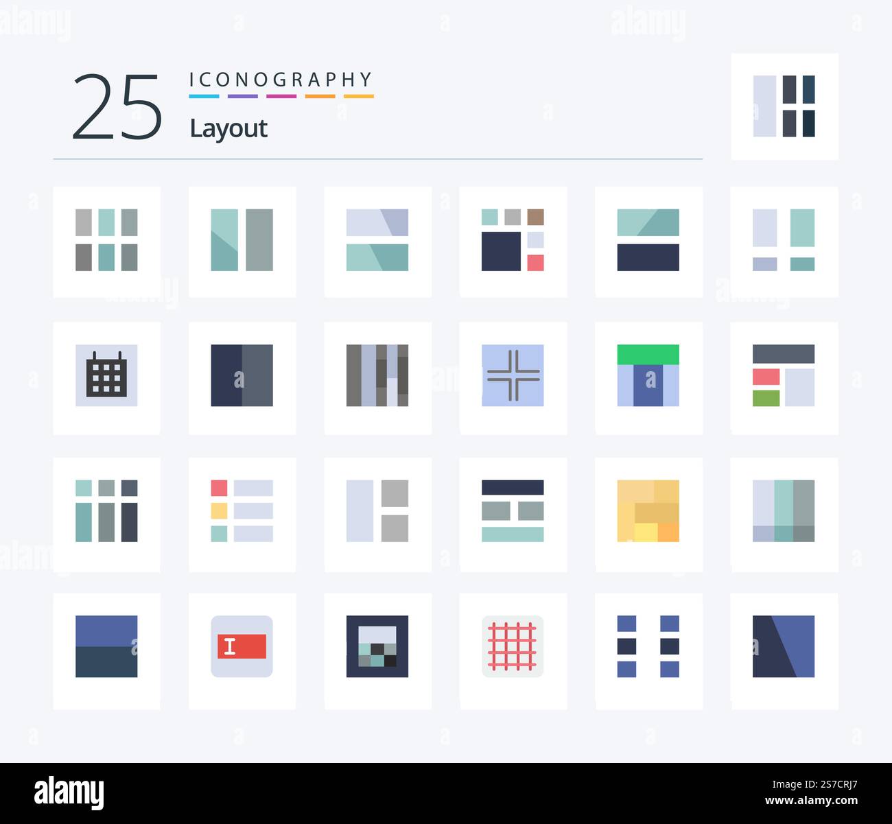 Layout 25 Flat Color icon pack including layout. layout. calendar. workspace. interface Stock ...