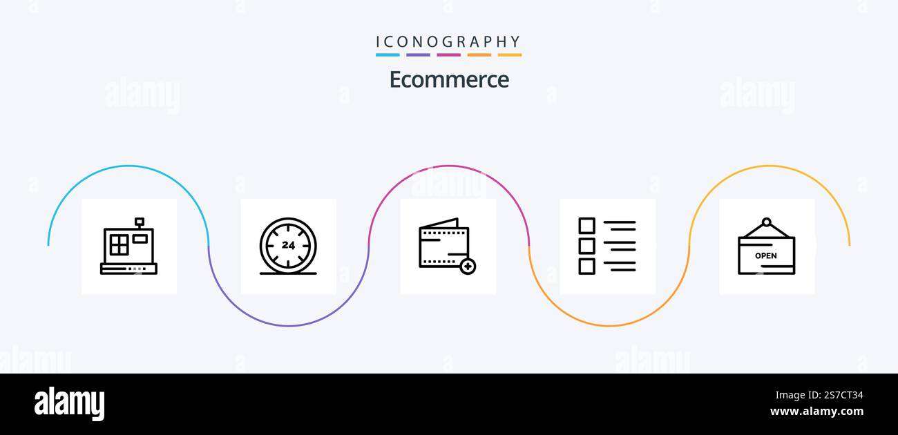 Ecommerce Line 5 Icon Pack Including commerce. menu. add. list ...