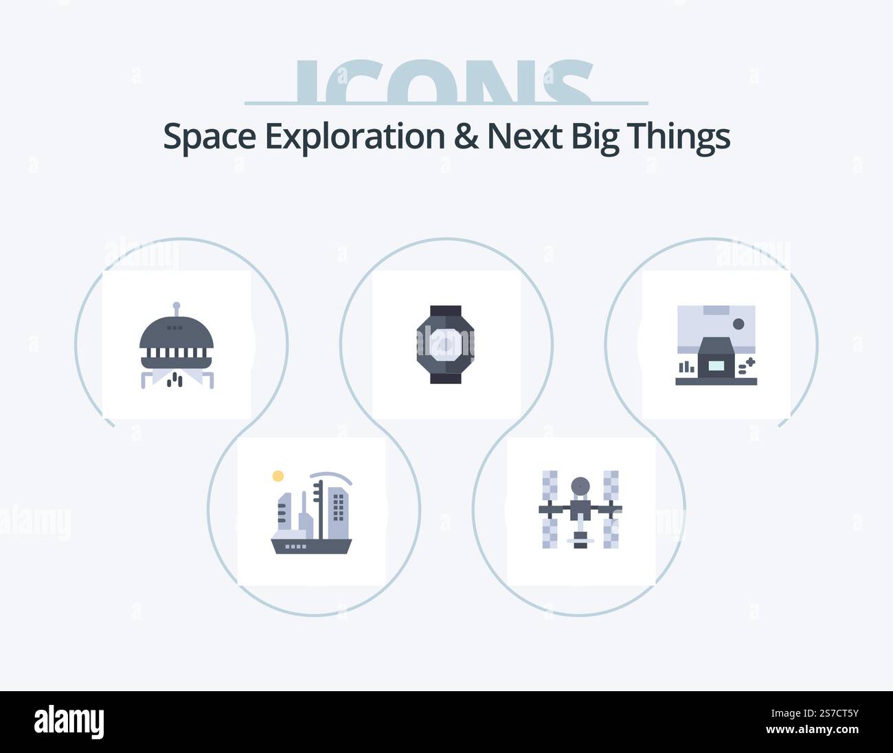 Space Exploration And Next Big Things Flat Icon Pack 5 Icon Design. pod ...