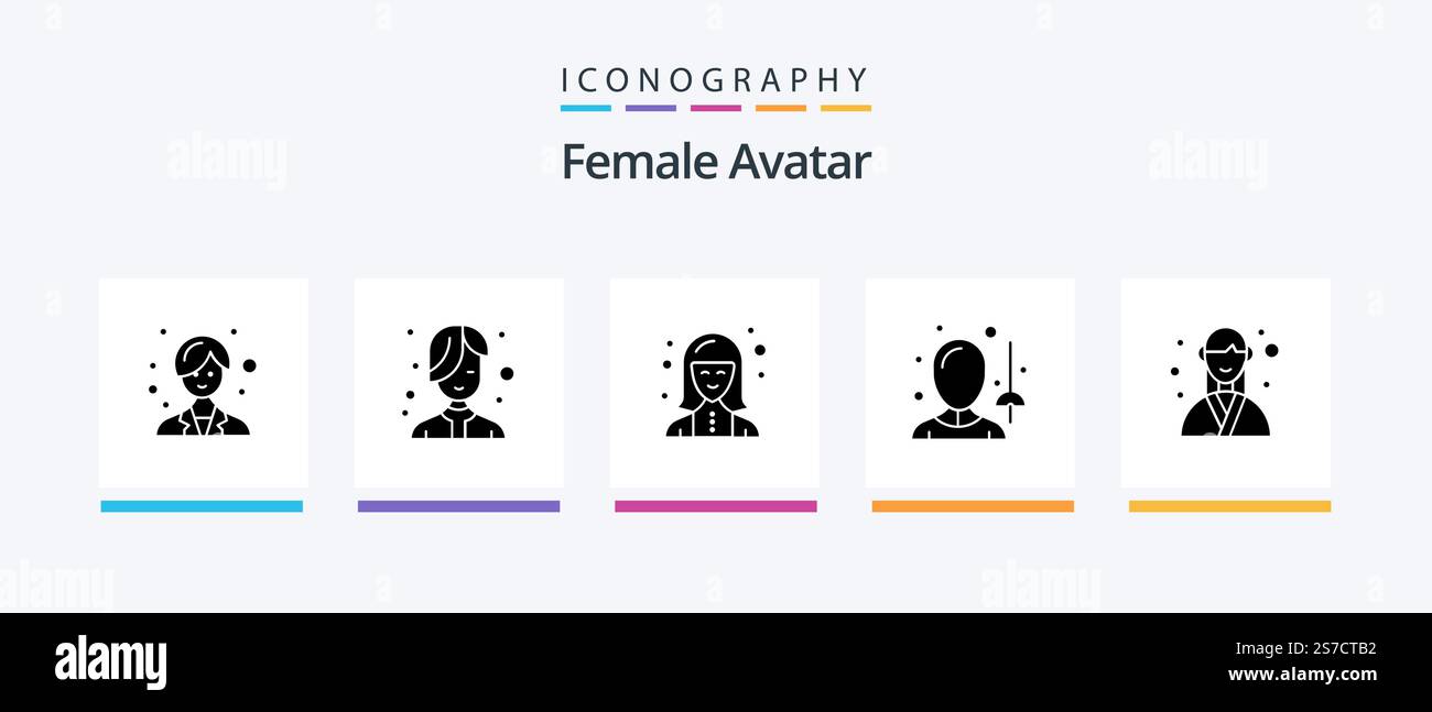 Female Avatar Glyph 5 Icon Pack Including event. sword. expert. sports ...