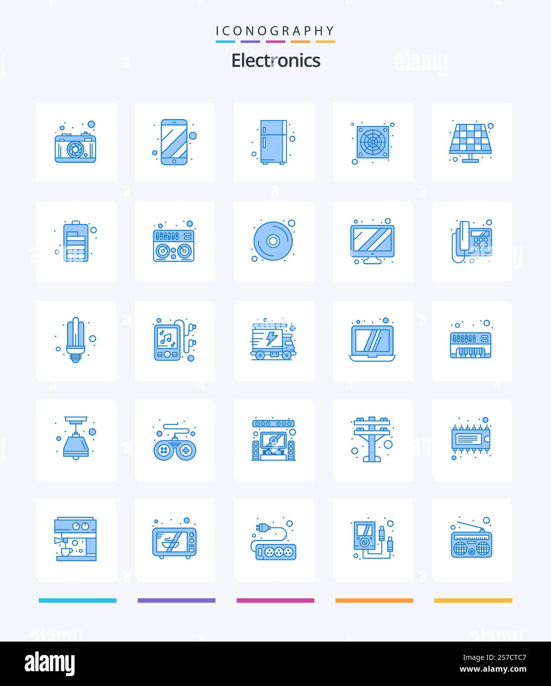 Creative Electronics 25 Blue icon pack Such As battery. eco. electronic ...