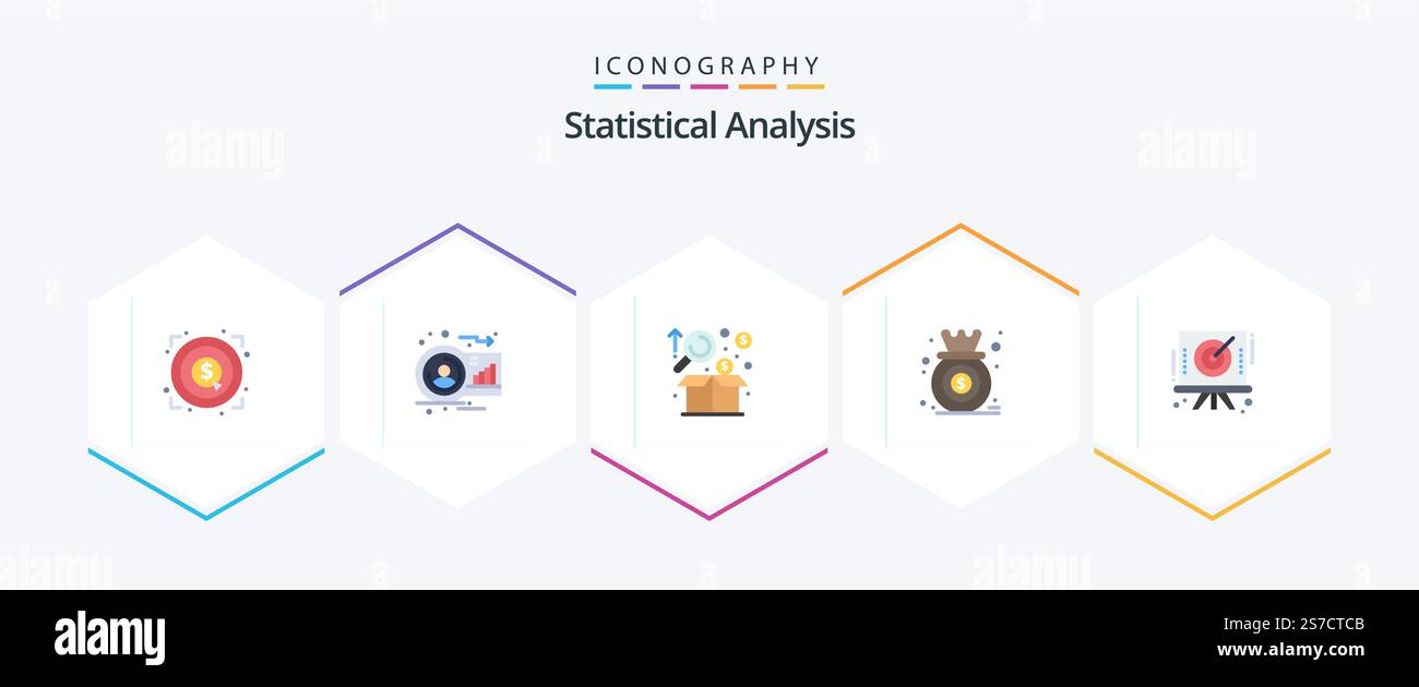 Statistical Analysis 25 Flat icon pack including graph. chart. person ...
