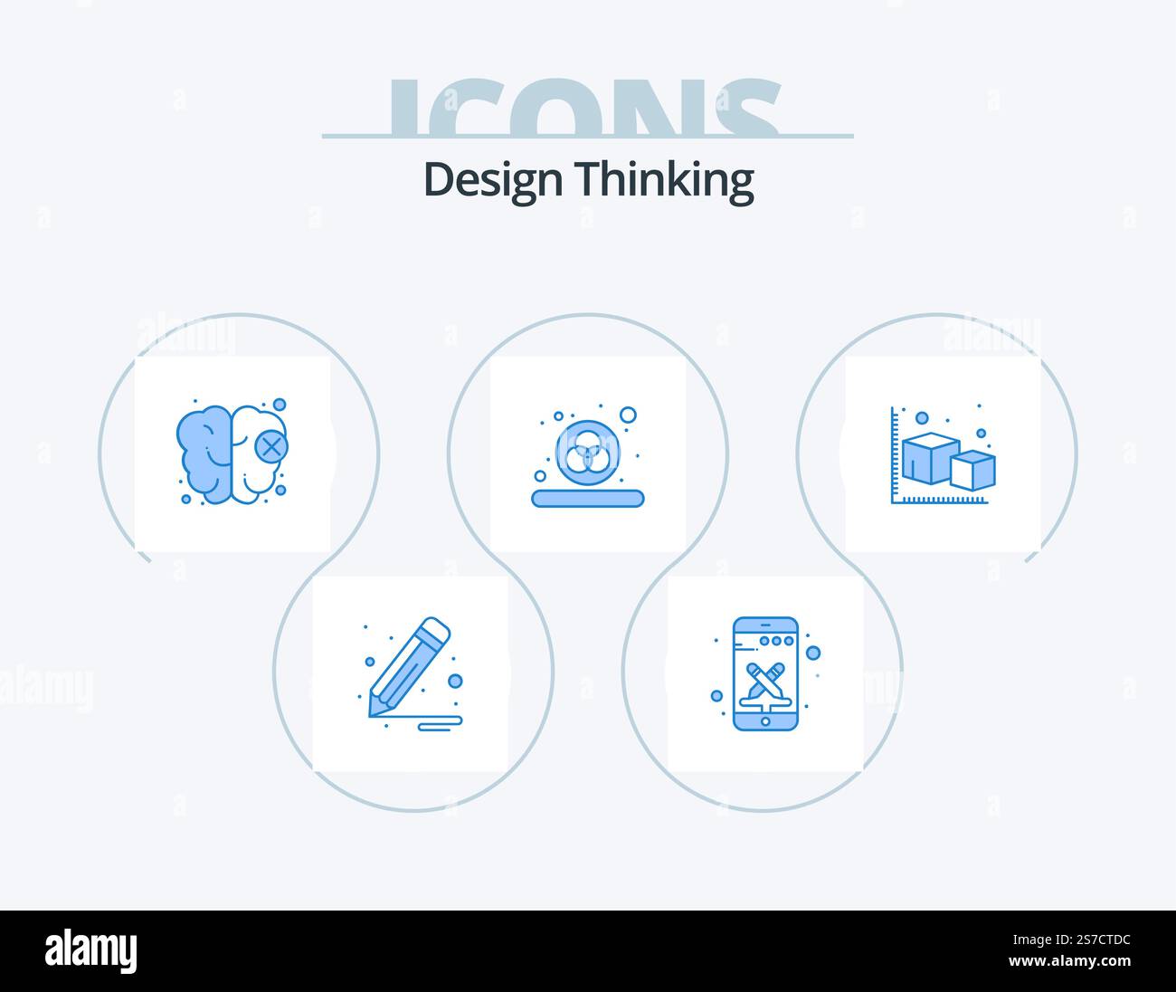 Design Thinking Blue Icon Pack 5 Icon Design. object. cube. knowledge. arrow. rgb Stock Vector ...