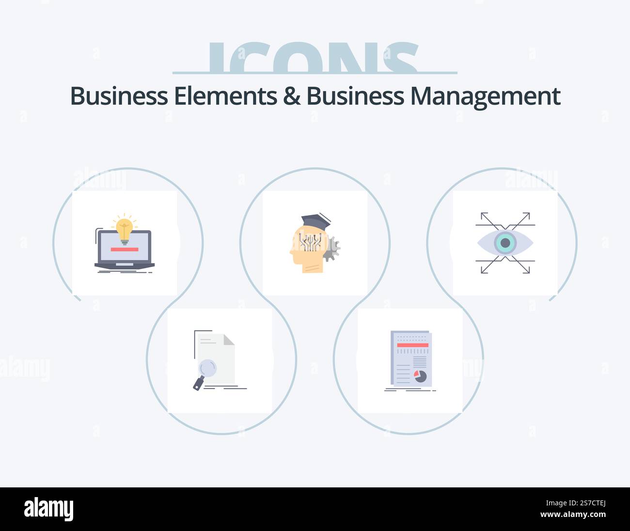 Business Elements And Business Managment Flat Icon Pack 5 Icon Design ...