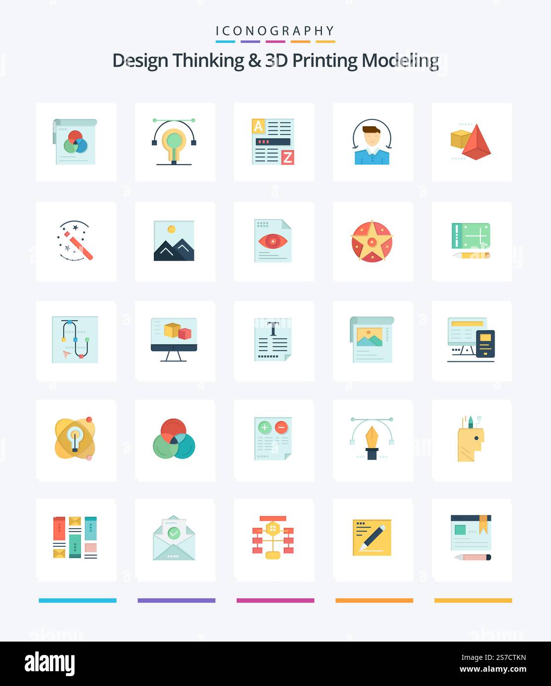 Creative Design Thinking And D Printing Modeling 25 Flat icon pack Such ...