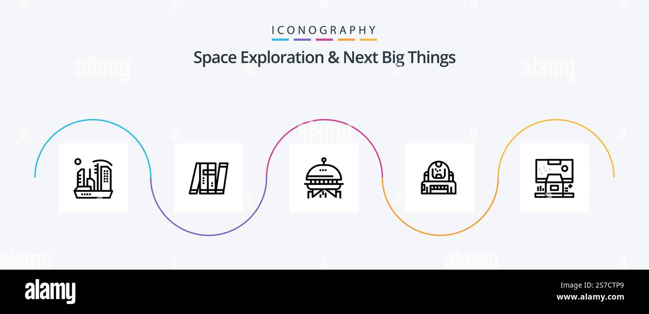 Space Exploration And Next Big Things Line 5 Icon Pack Including ...