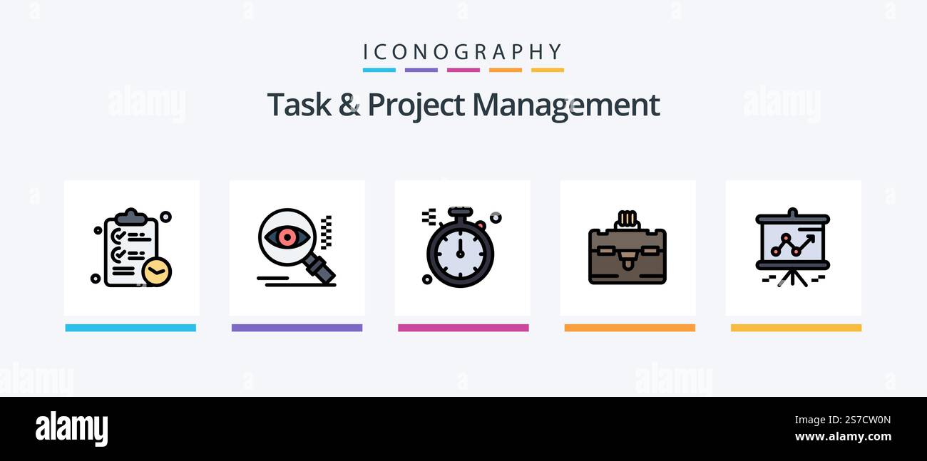 Task And Project Management Line Filled 5 Icon Pack Including business ...