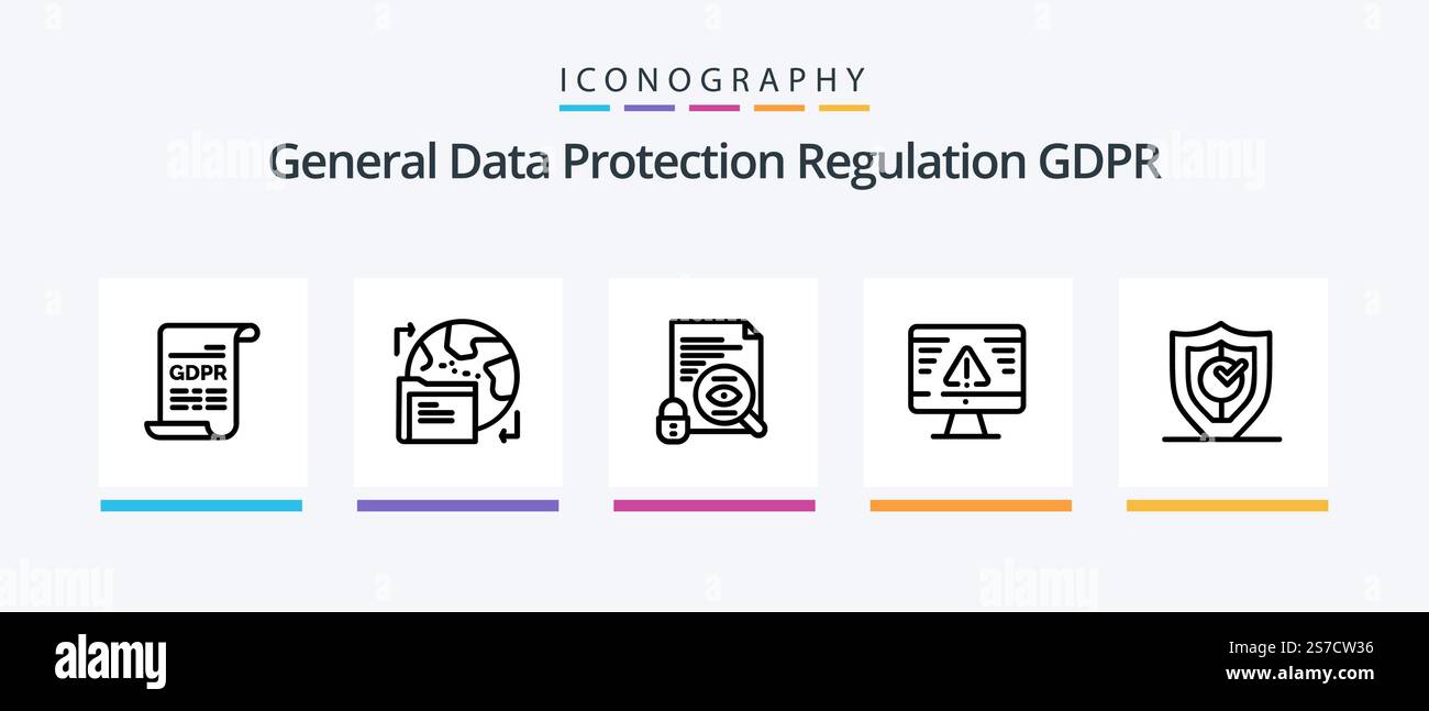 Gdpr Line 5 Icon Pack Including book. error. safe folder. security. protection. Creative Icons ...