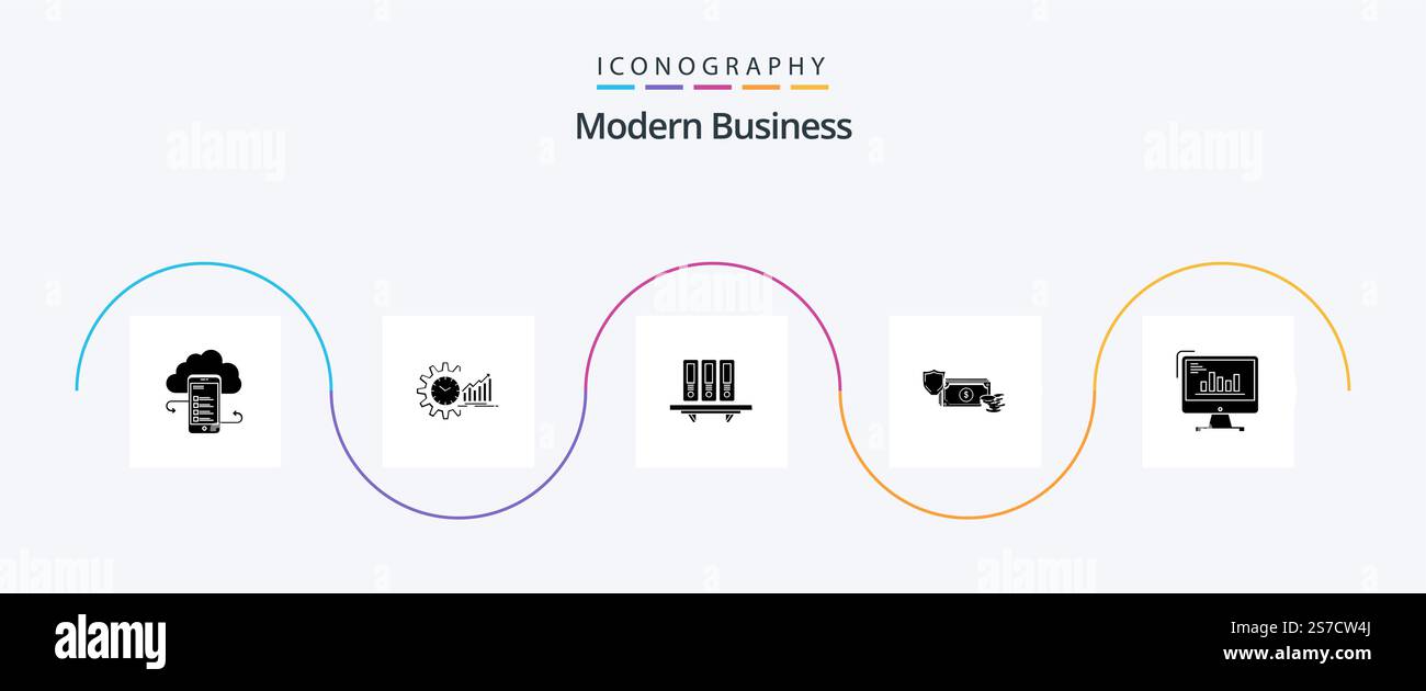Modern Business Glyph 5 Icon Pack Including database. archive ...